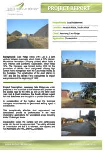 Assmang Cato Ridge - Durasolution Report - Soil Solutions